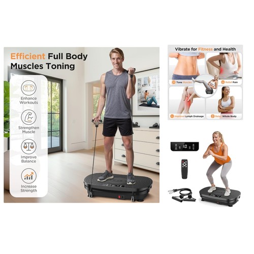 Compact Power Plate Vibration Machine with Resistance Bands for ...