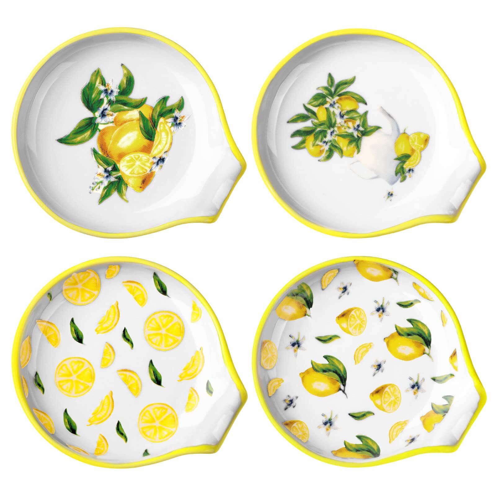 4 Pcs Ceramic Spoon Rest Lemon Spoon Rest for Stove Top Lemon Kitchen ...