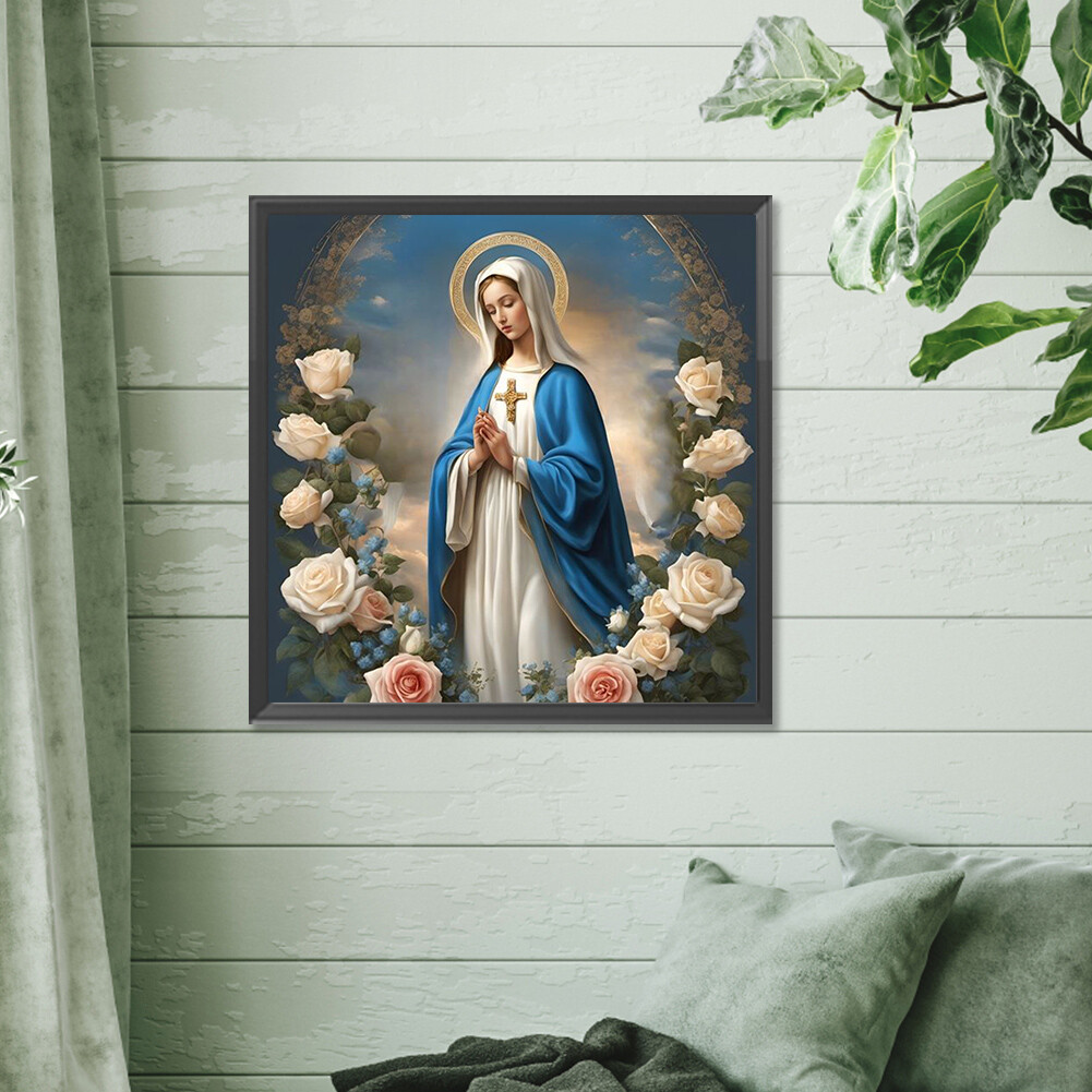 5D DIY Full Round Drill Diamond Painting Virgin Mary Kit Home ...