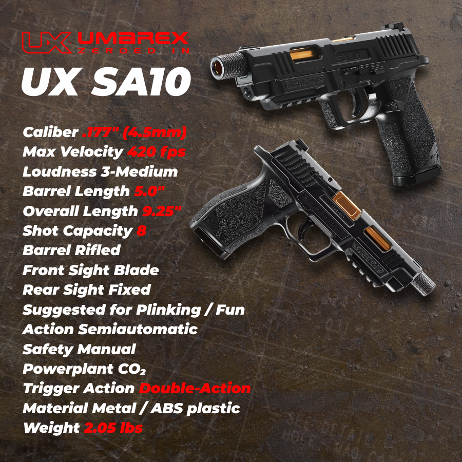 Umarex UX SA10 .177 Cal Blowback Air Pistol with 5x CO2 Tanks and BBs ...