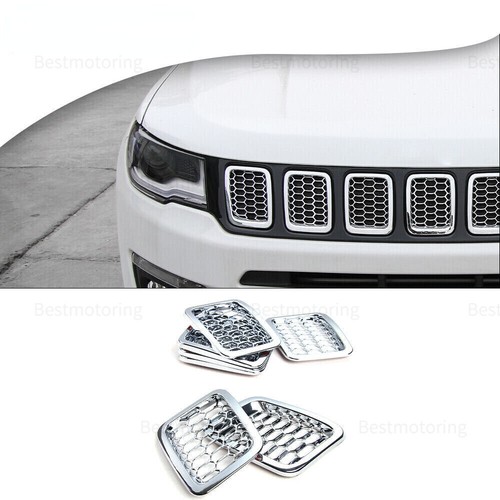 7x Front Insert Grille Mesh Grill Cover Trim for Jeep Compass 2017-2020 ...