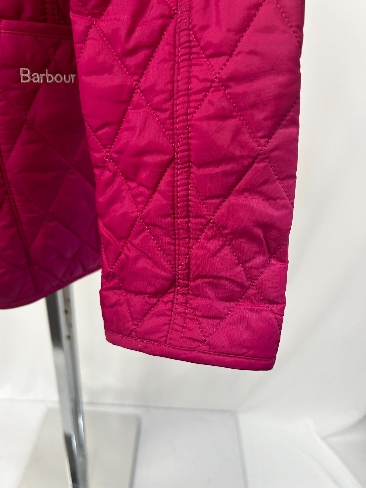Pink Barbour Jacket Pantone 10 UK Quilted Black Cordoury Collar | eBay UK