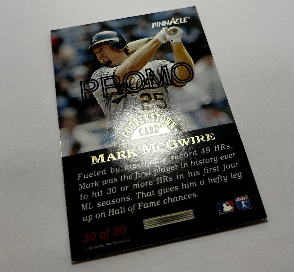 1993 Pinnacle Cooperstown PROMO #30 Mark McGwire SSSSSP Super Rare Big ...