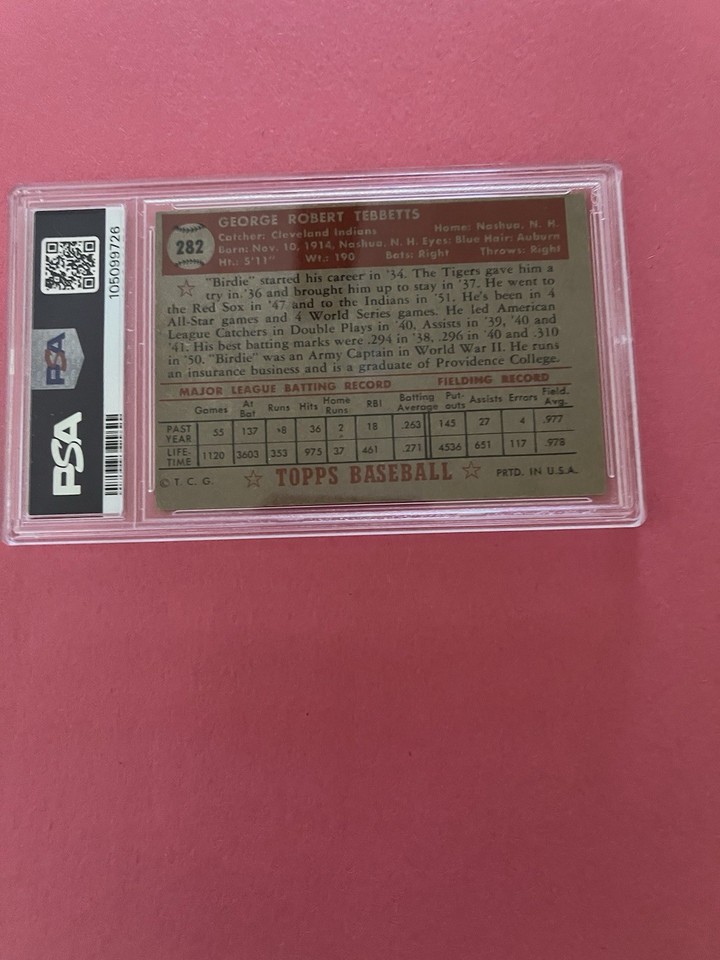 1952 Topps Birdie Tebbetts # 282 PSA 4 VG -EX * NEWLY GRADED | eBay