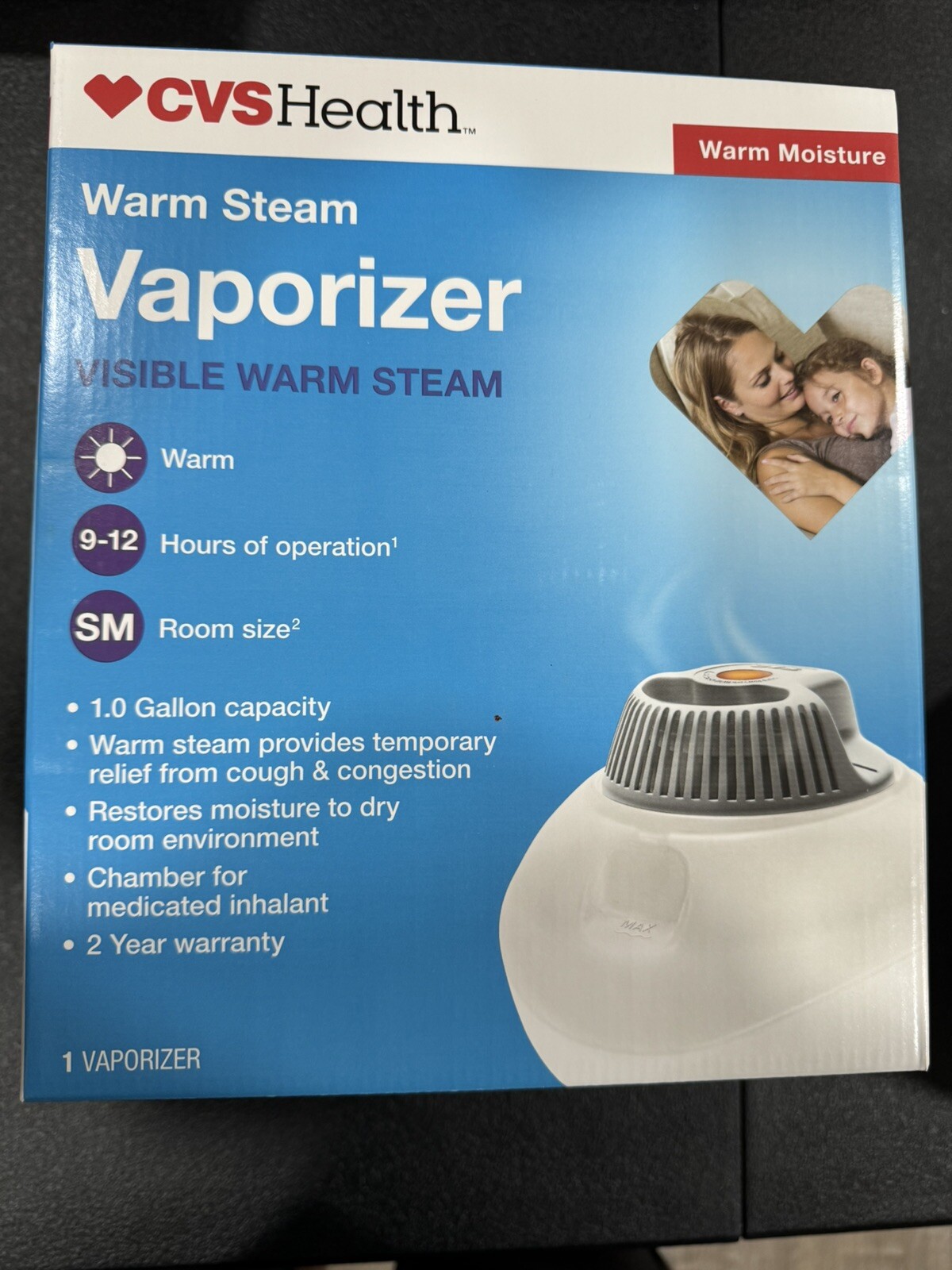 CVS Health Warm Steam Vaporizer Small Room Size 1 Gallon Capacity 9-12 ...