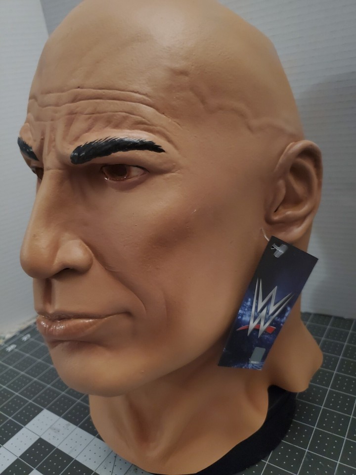 WWE Pro Wrestling The Rock Latex Halloween Mask Dwayne Johnson Black ...