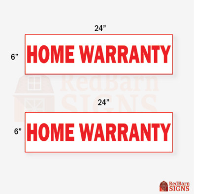 Home Warranty 6"x24" REAL ESTATE RIDER SIGNS Double Sided 2PK Visible ...
