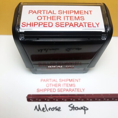 Partial Shipment Other Items Shipped Separately Rubber Stamp Red Ink ...