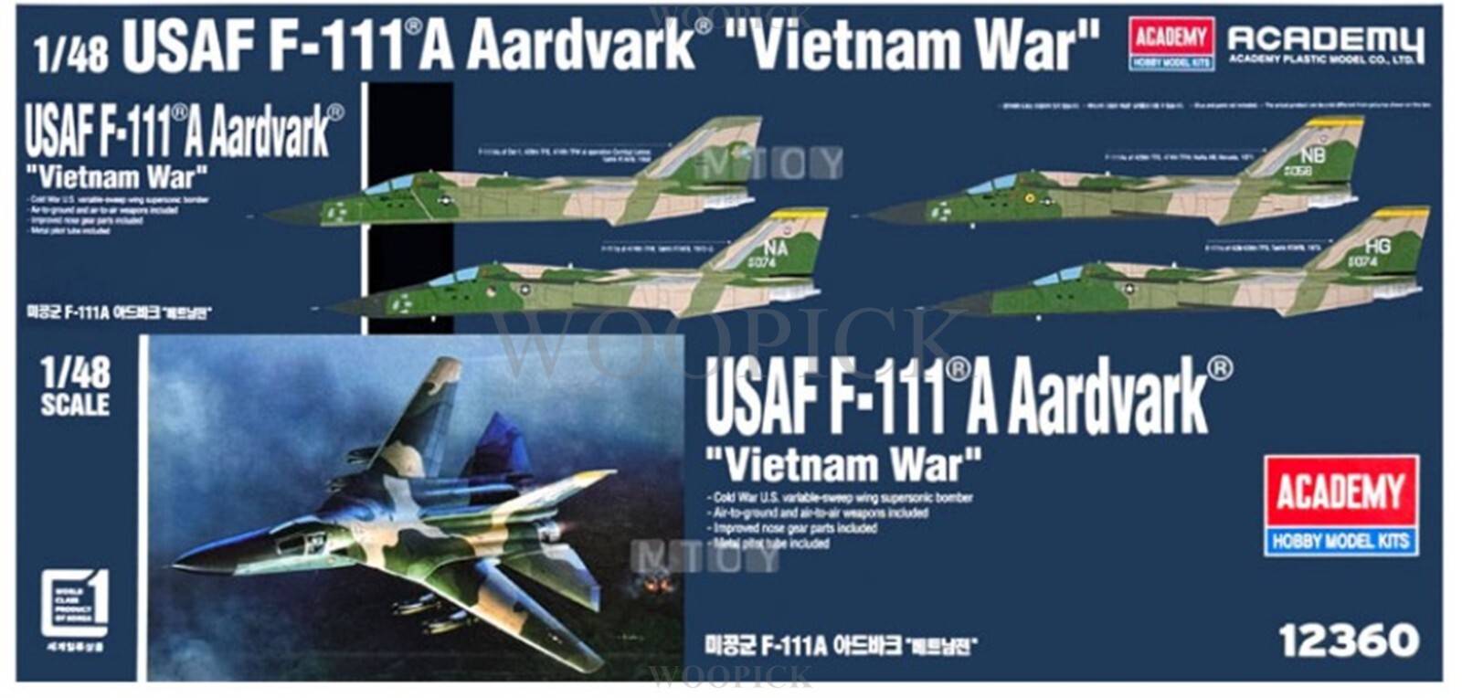 Academy 1/48 USAF F-111 A Aardvark "Vietnam War" Aircraft Model kit Toy ...