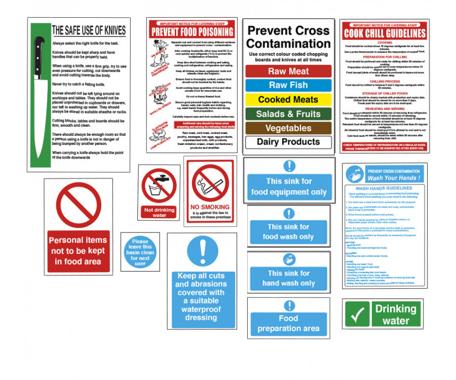 Kitchen Safety Signs Sign Catering Self Adhesive Food Hygiene Notices ...