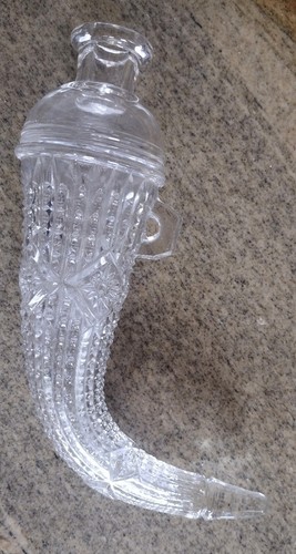 Antique Glass Wiskey Flask Horn Of Plenty Foust Distillery Glen Rock PA ...