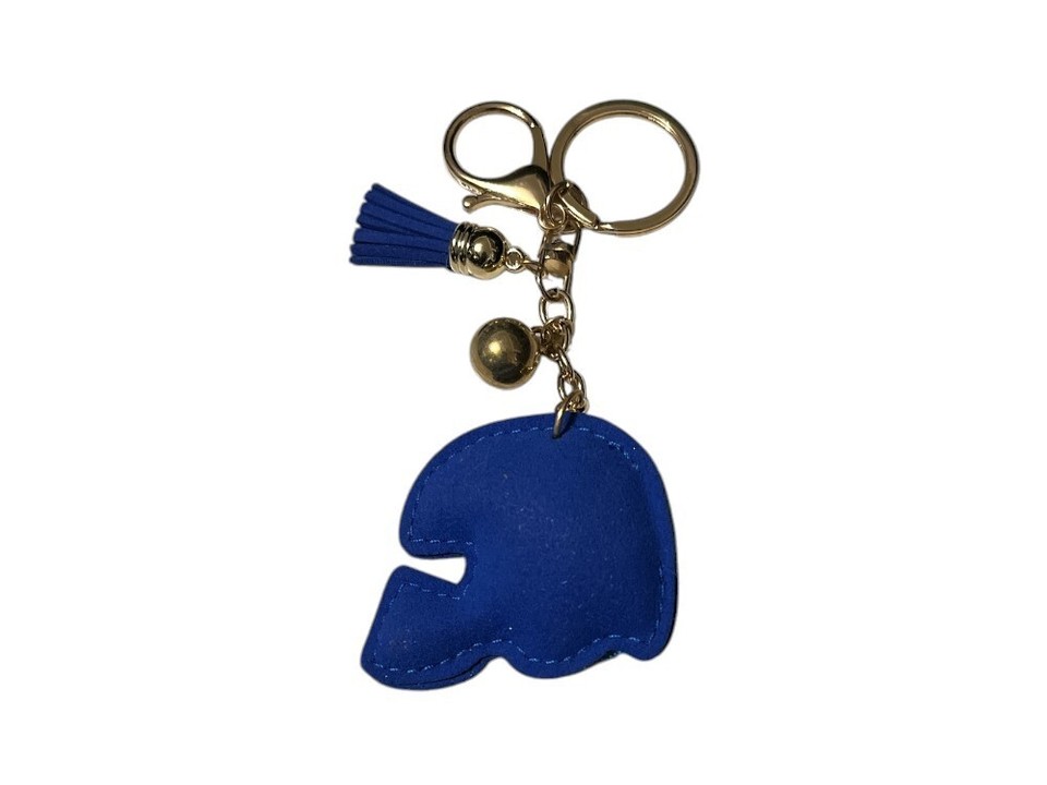 Blue Helmet Tassel Bling Faux Suede Stuffed Pillow Key Chain Handbag ...