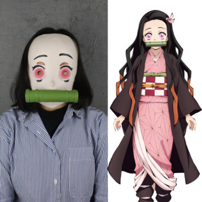 Demon Slayer Nezuko Kamado Anime Full Face Latex Mask Cartoon Cosplay ...