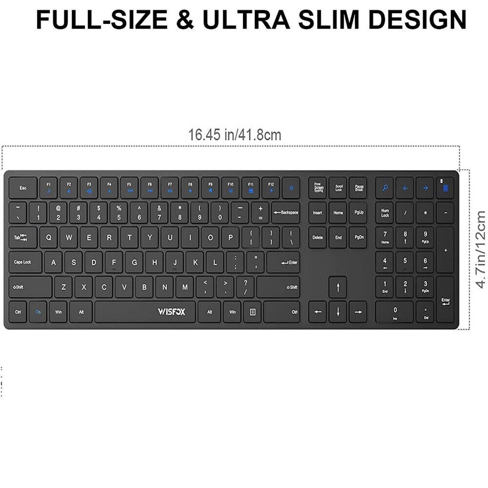 2.4GHz WisFox Wireless Keyboard Lag-Free Ultra Slim Keyboard for ...