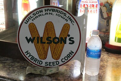 RARE 1950s WILSON'S HYBRID SEED CORN DEALER 2-SIDED PAINTED METAL ...