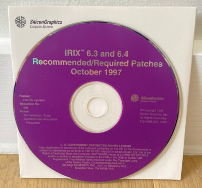 Silicon Graphics IRIX 6.3 & 6.4 Rec/Req Patchs 10/97 - 813-0688-007 CD ...
