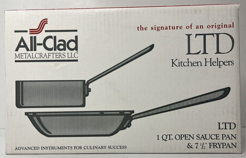 All Clad D3 Stainless Kitchen Helper Set 7.5 inch Frying Pan 1 qt Sauce ...