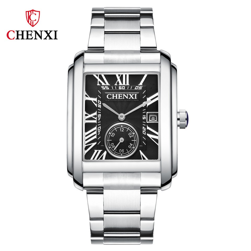 CHENXI Men Watch Roman Numeral Quartz Wristwatch Male Business Leather ...