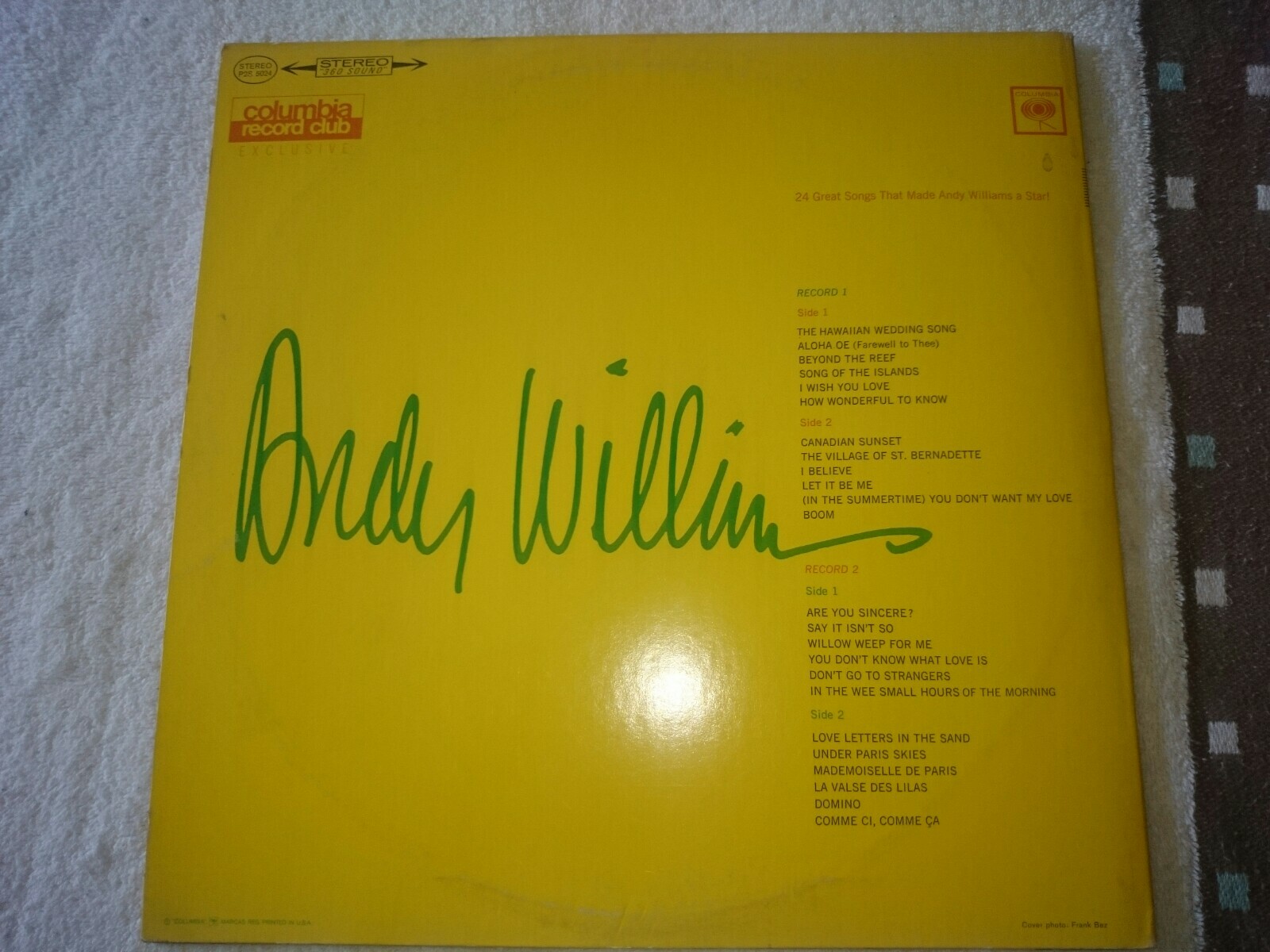 Andy Williams 2 LP set Columbia Record Club Exclusive 24 Great Songs ...