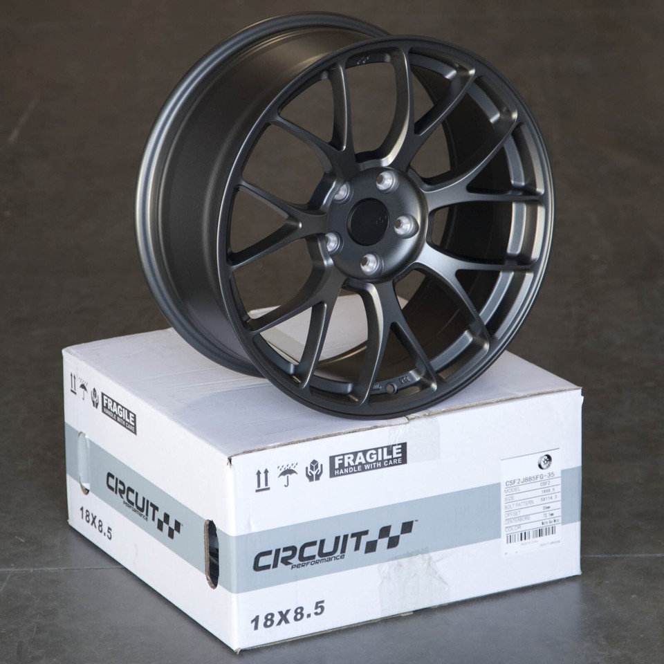 CIRCUIT CSF2 18x8.5 5x100 +35 MATTE GUNMETAL WHEELS FITS SUBARU WRX ...