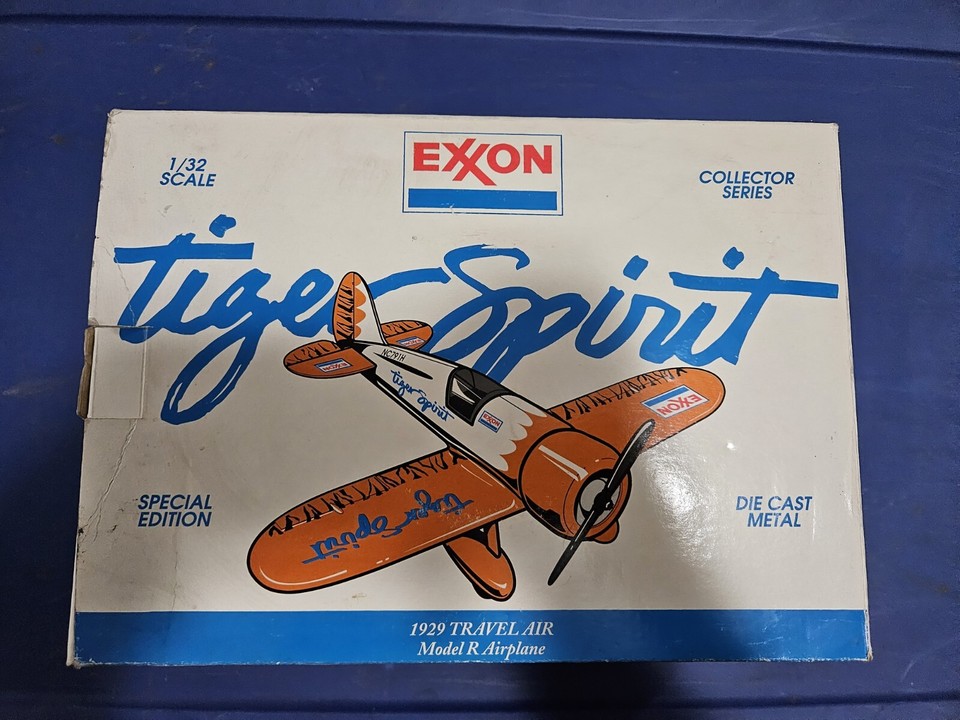 EXXON "Tiger Spirit" 1929 Die Cast Metal Travel Air Airplane Bank Model ...