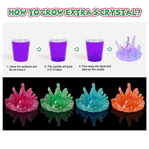Crystal Growing Kit - Grow 5 Vibrant Crystals Fast (24 Hours), Easy DIY ...