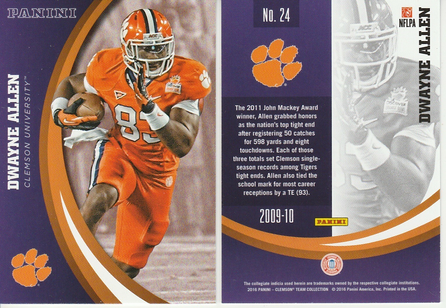 DWAYNE ALLEN HUGE RESALE / INVESTMENT LOT (120) 2016 CLEMSON COLLEGIATE ...