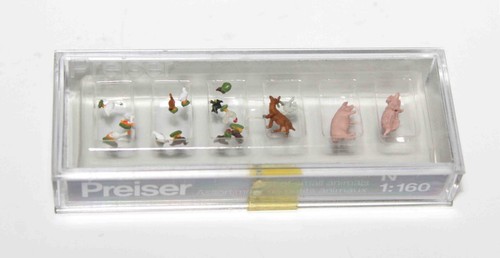 Preiser N Scale 79093 Small Farm Animals Geese, Chickens, Pigs Figures ...