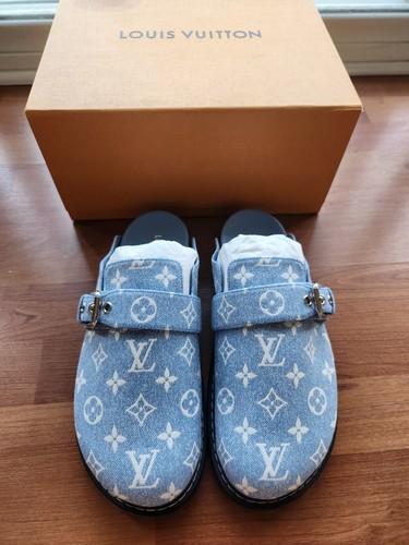 Authentic Louis Vuitton Womens Cosy Flat Clog Blue Monogram Size 11 NWB ...