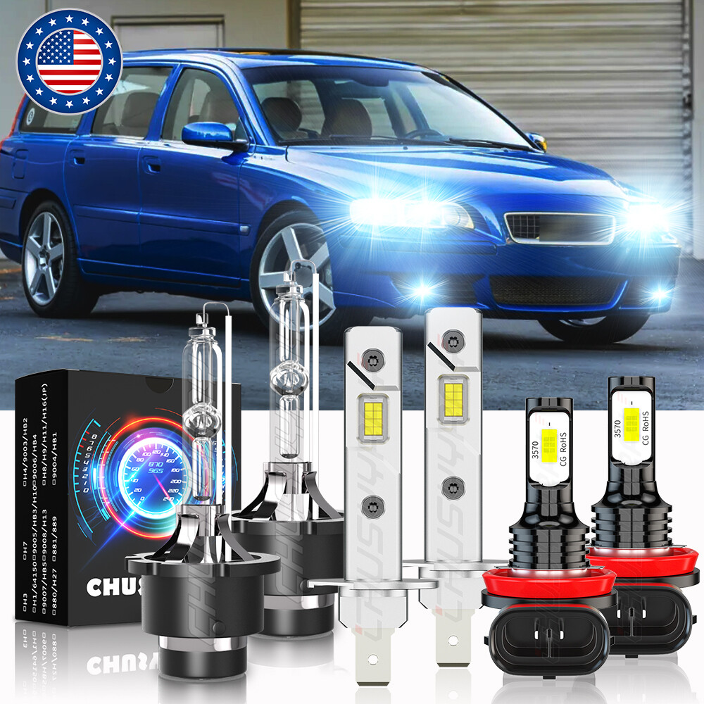 For Volvo V70 XC70 2005 2006 LED / HID Headlights Hi/Lo Beam+Fog Light ...