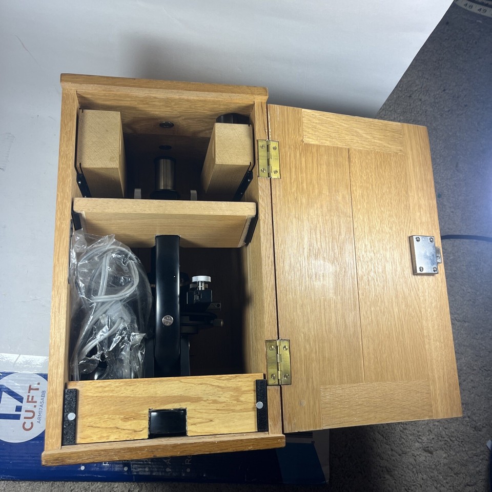 Zeiss Winkel 88968 Monocular Microscope in Original Oak Locking Case ...