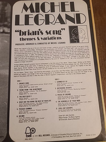 Michel Legrand Brian's Song Theme & Variations on LP Bell 6071 1972 | eBay