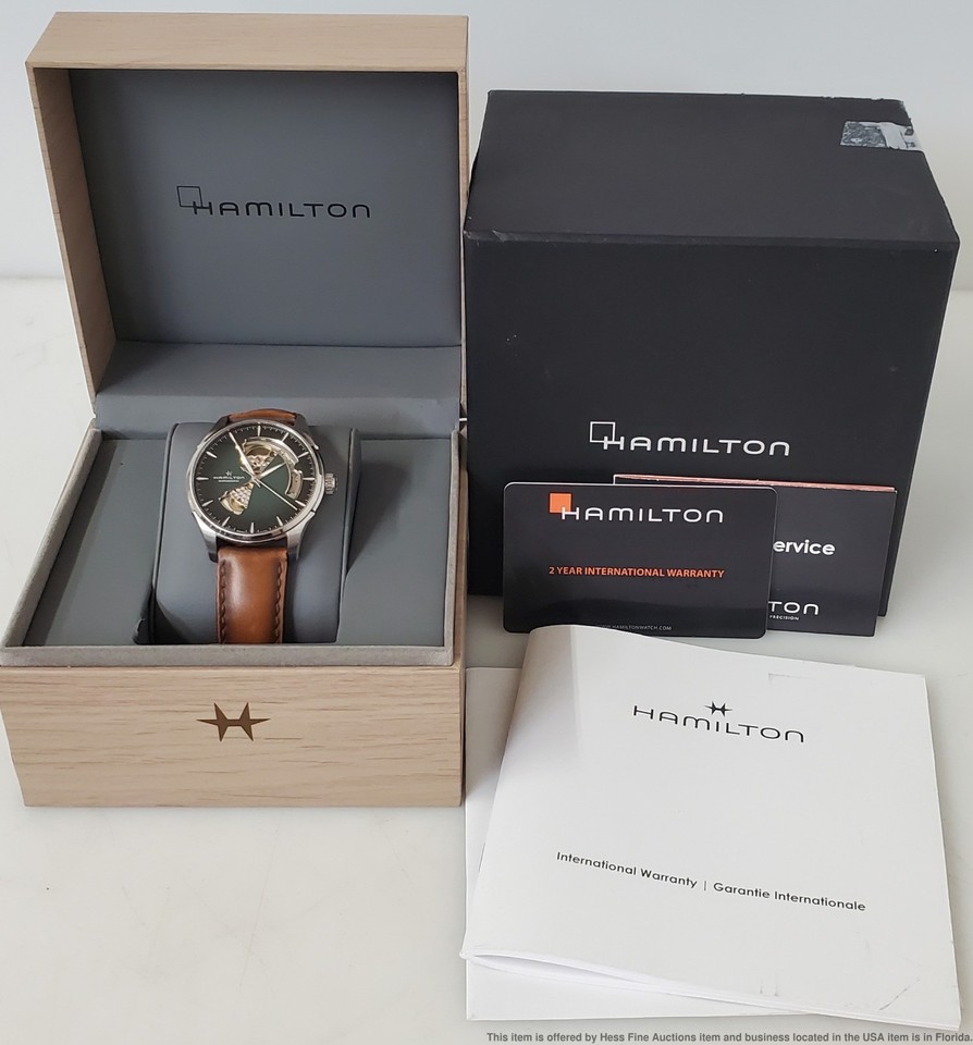 Hamilton Jazzmaster H32675560 Green Dial Automatic Mens Watch Box ...