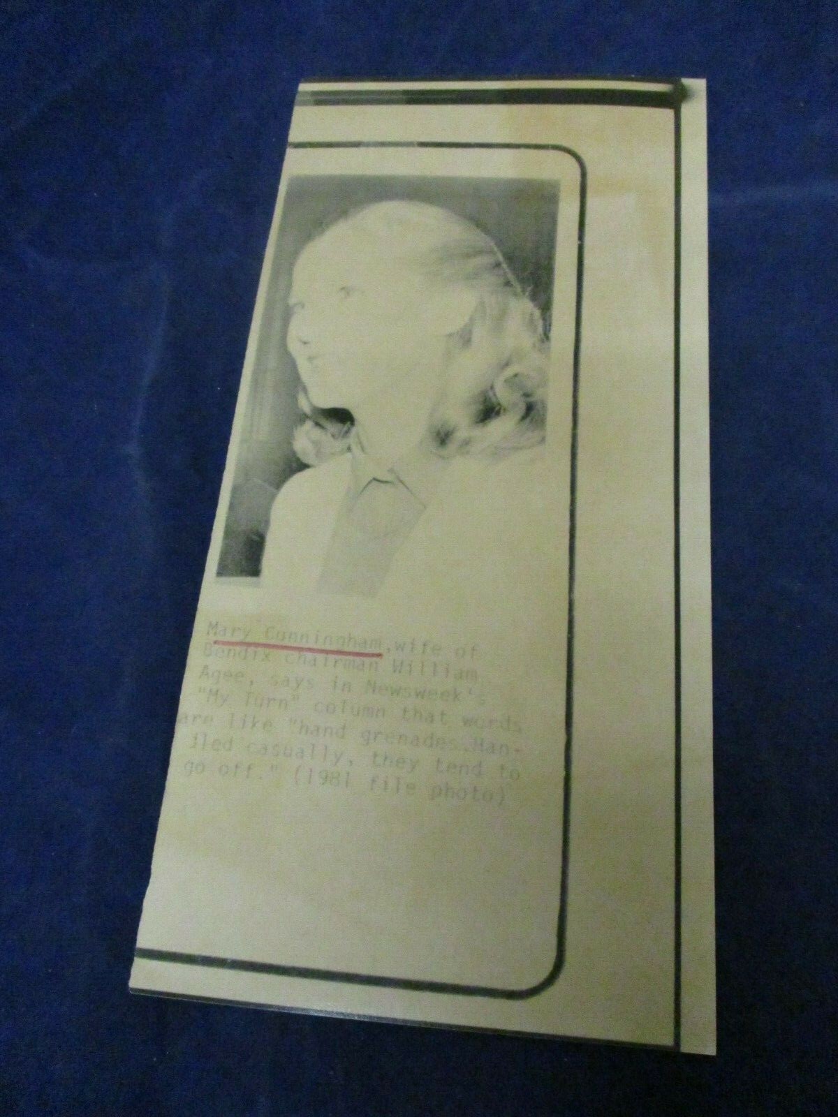 Vintage Mary Cunningham wife of Bendix chairman William Agee Wire Press ...