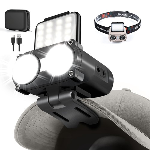 Hopedone LED Hard Hat Light 800Lumens Rechargeable Dimmable Clip on Cap ...
