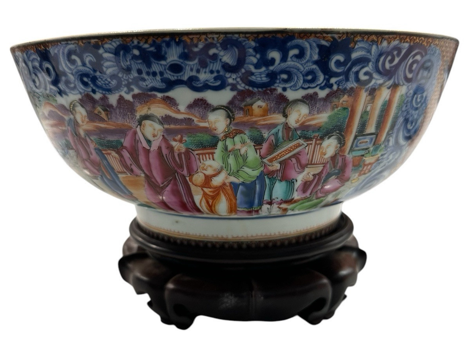 Antique Chinese Export Punch Porcelain Bowl Qianlong 18th c Mandarin ...