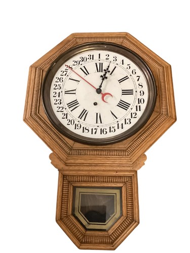 8 Day Short Drop School Octagon Calendar Clock Super Clean Working See ...