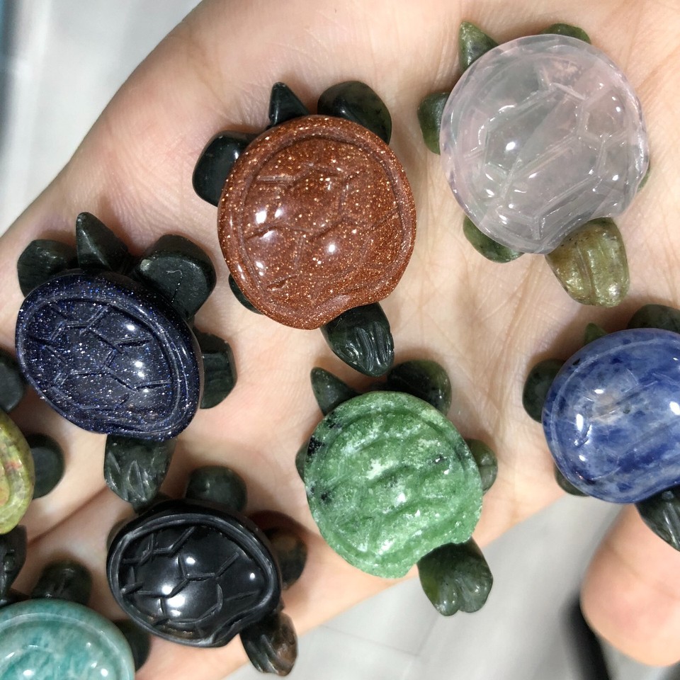 5pc Natural mix Quartz hand Carved Mini Sea turtle crystal Reiki ...