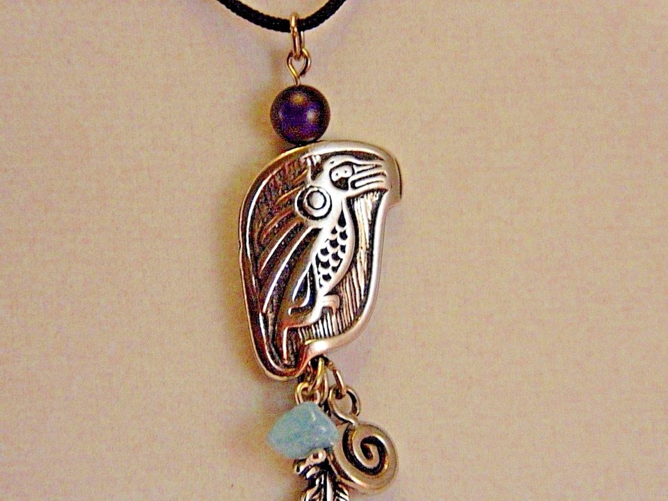 Pacific NW Perched Raven Pendant Leadfree Pewter 2.5" x .75" Corded ...