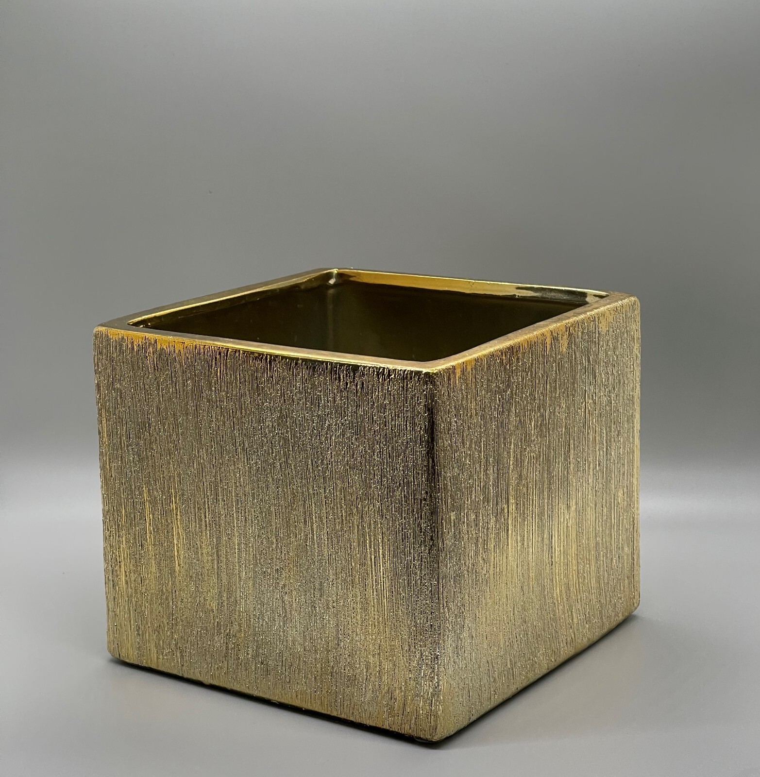 Square Vase, Gold Brushed Box 6.5 Inch Diameter, Decorative Indoor . | eBay