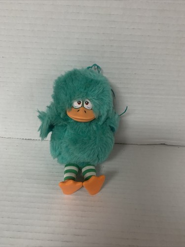 Russ Berrie Lester The Looney Bird Vintage Plush Neon Teal Fur Bird ...