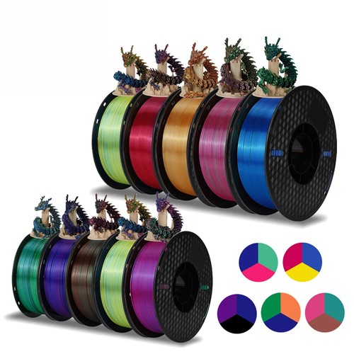 Tri-Color Dual-Color Filament 1.75mm 3D Printer Filament for Most FDM ...