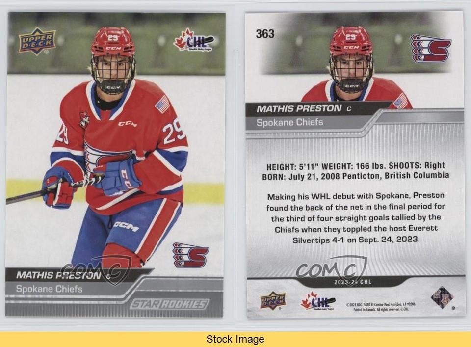 2023-24 Upper Deck CHL Star Rookies Mathis Preston #363 READ nv3 | eBay