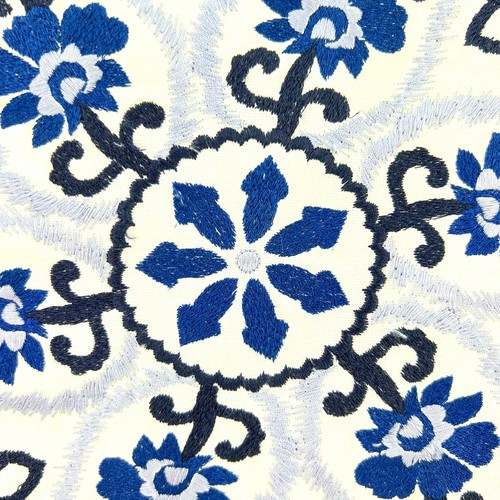 Pier 1 Embroidered Medallion Indigo Blue Black 18X18 Square Pillow | eBay