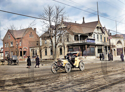 1910 Detroit, Automobile on Jefferson Avenue 14 x 11" Photo Print | eBay