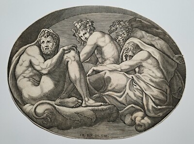 GHISI Giorgio - "Hercules, Bacchus, Pan et Midas". 1560. Burin. | eBay