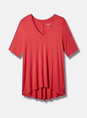 Torrid Favorite Tunic Super Soft V-Neck Hi-Low Tee Orange 0 L 12 # ...