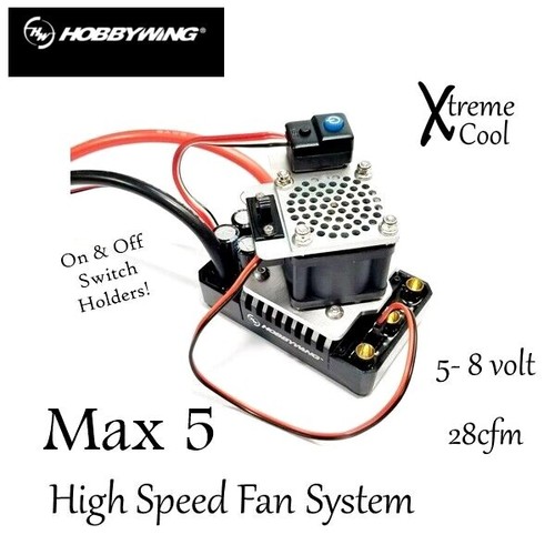 RCP Xtreme Cool Hobbywing Max 5 High Speed Cooling Fan 5-8v 28cfm ...