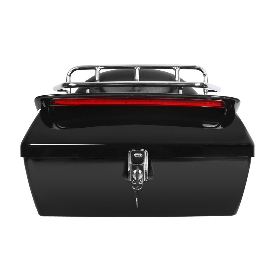 Black Motorcycle Trunk Tail Box Luggage Case top rack For Honda Harley ...