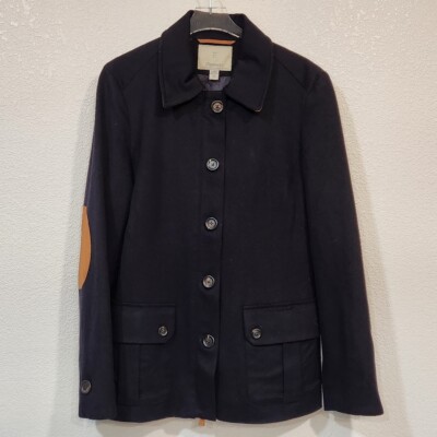 Faconnable Women’s Black/Tan Wool & Goatskin Leather Jacket Top Size S ...